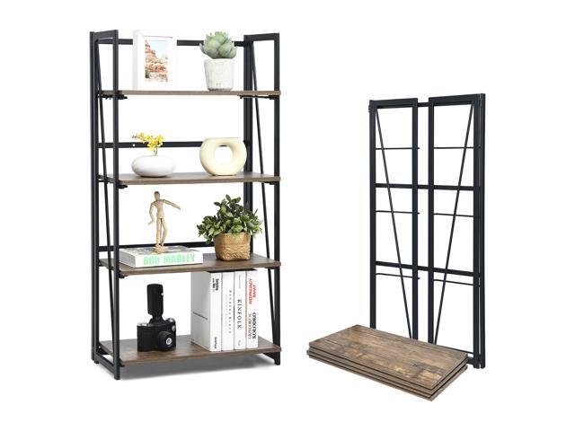 Click here for Costway 4-Tier Folding Bookshelf No-Assembly Indus... prices