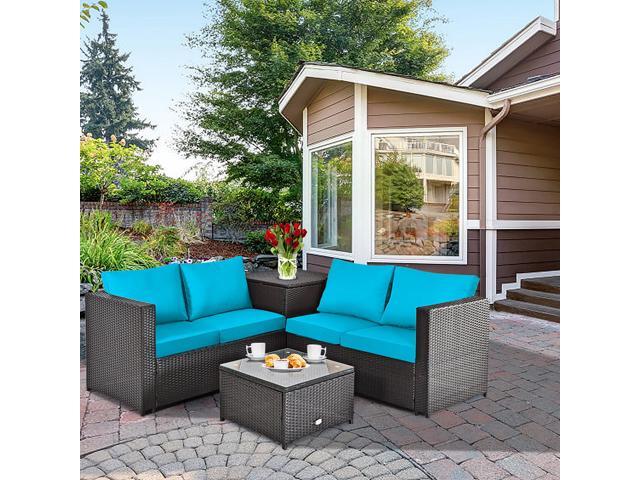 Click here for Costway 4PCS Outdoor Patio Rattan Furniture Set Cu... prices