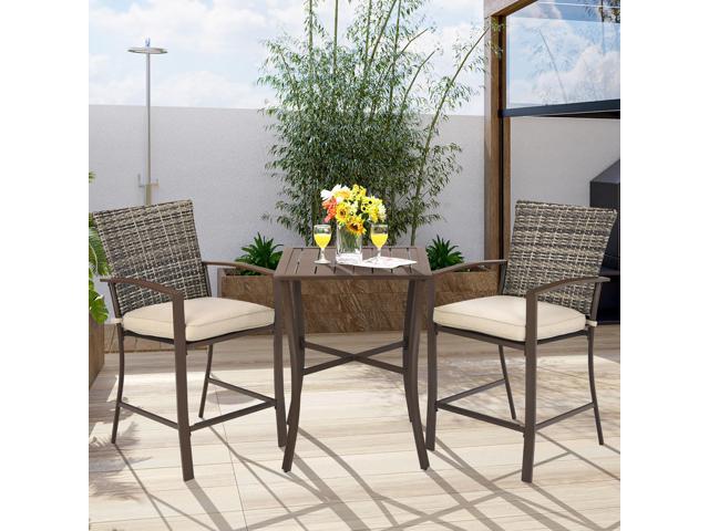 Click here for Costway 3PCS Patio Rattan Bar Furniture Set Slat T... prices