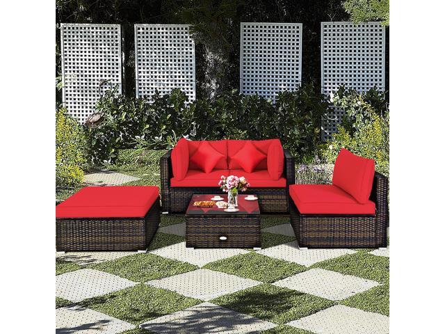 Click here for Costway 5PCS Outdoor Patio Rattan Furniture Set Se... prices