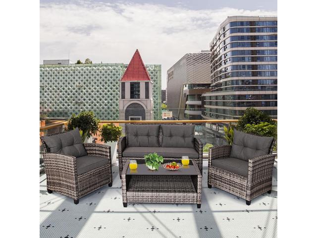 Click here for Costway 4PCS Patio Rattan Furniture Set Coffee Tab... prices