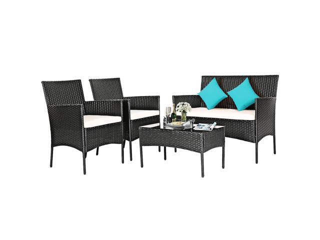 Click here for Costway 4PCS Patio Furniture Set Rattan Wicker Con... prices