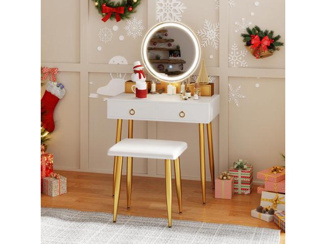 Click here for Costway Vanity Makeup Dressing Table Stool Set 3-C... prices