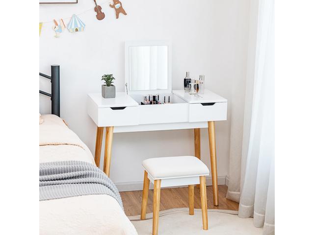 Click here for Costway Vanity Table Set w/ Flip Top Mirror Drawer... prices