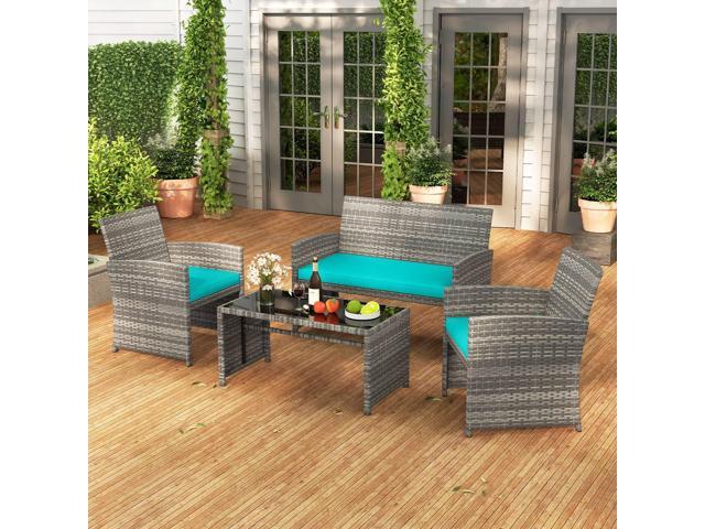 Click here for Costway 4PCS Patio Rattan Furniture Set Conversati... prices