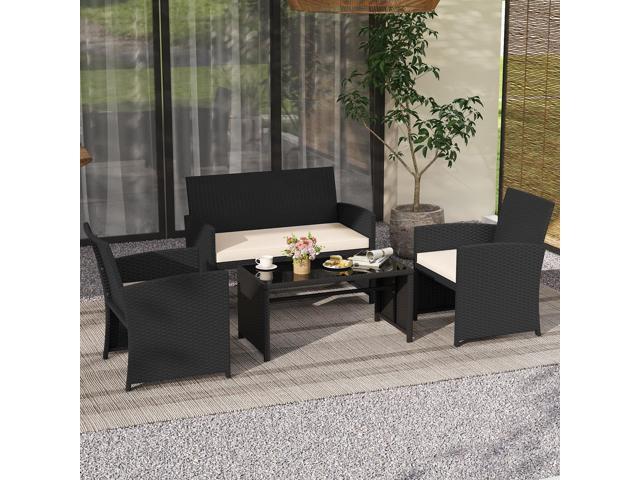 Click here for 4 PC Rattan Patio Furniture Set Garden Lawn Sofa B... prices
