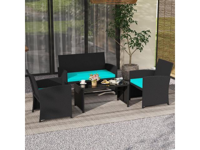 Click here for Costway 4PCS Patio Rattan Furniture Conversation S... prices