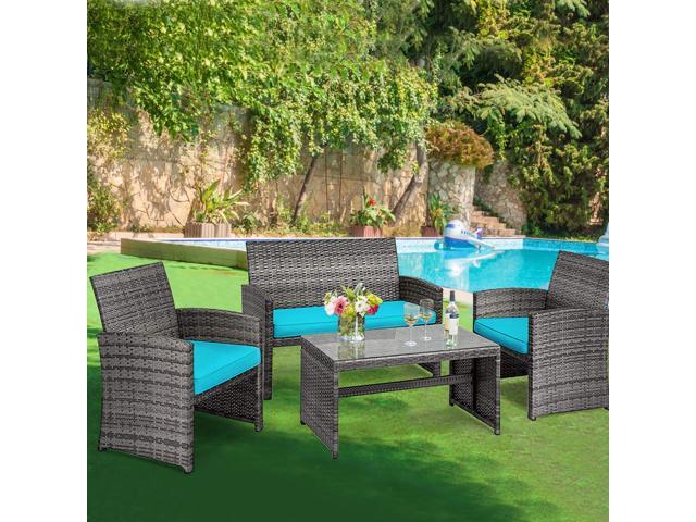 Click here for Costway 4PCS Patio Rattan Furniture Set Conversati... prices