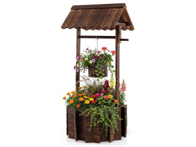 Click here for Outdoor Wooden Wishing Well Bucket Flower Plants P... prices