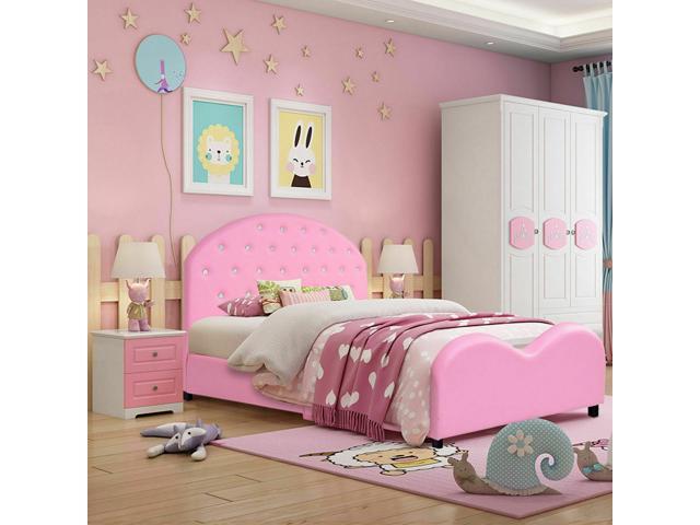 Click here for Kids Children PU Upholstered Platform Wooden Princ... prices