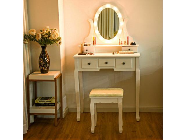 Click here for 5 Drawers Vanity Makeup Dressing Table Stool Set L... prices
