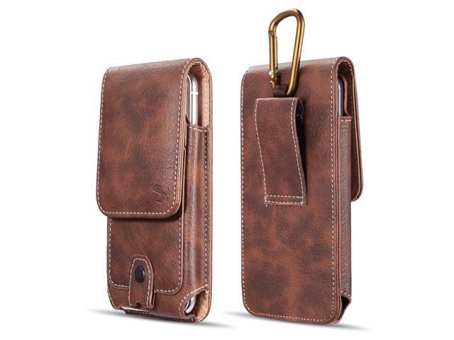 Click here for Premium Vertical Leather Pouch Case with Carabiner... prices