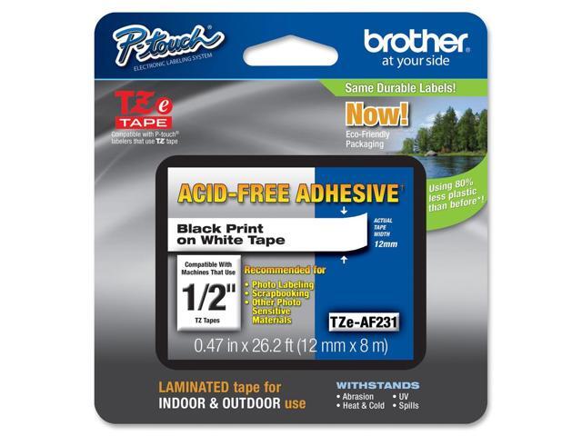 Click here for Brother TZE-AF231 Black on White Adhesive Tape prices