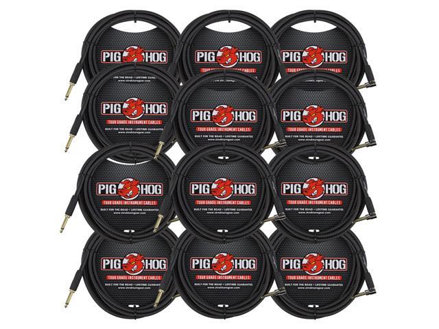 Click here for 12x Pig Hog Black Woven Tour Grade Instrument Cabl... prices