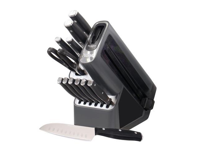 Ninja K32012 Foodi NeverDull Premium Knife System  12 Piece Knife Block Set with Built-in Sharpener  German Stainless Steel Knives  Black