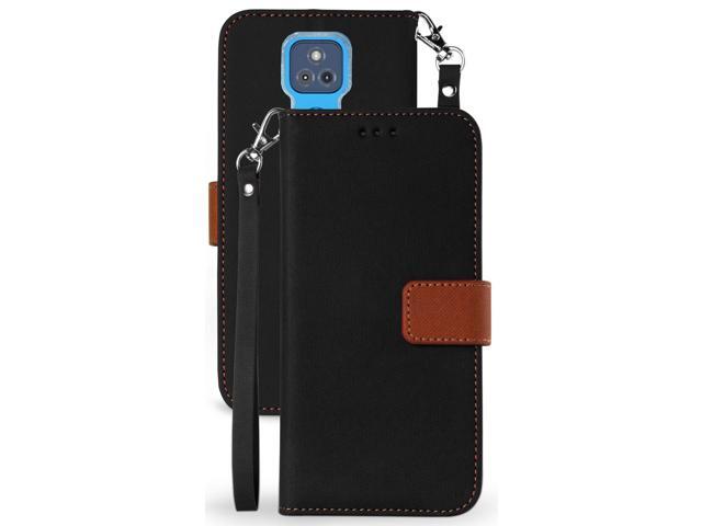 Click here for Black/Brown Wallet Case Card ID Slot Wrist Strap f... prices