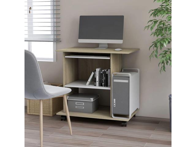 Click here for vidaXL Computer Desk White and Sonoma Oak Engineer... prices