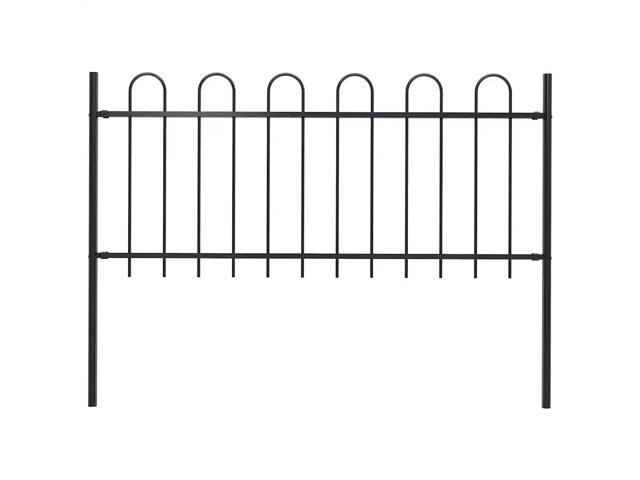 Click here for vidaXL Garden Fence with Hoop Top Steel 5.6 Black... prices
