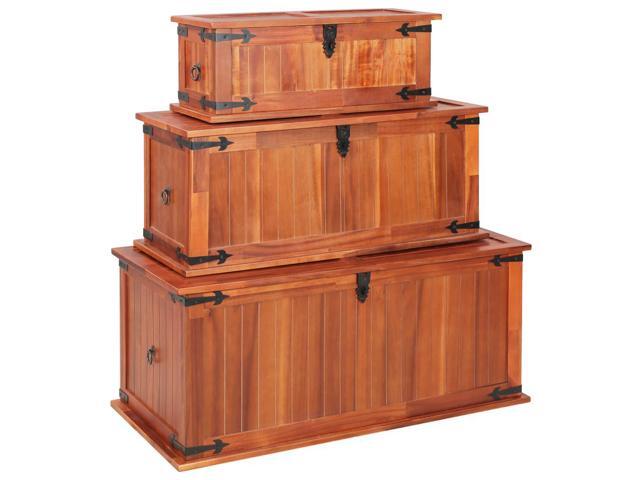Click here for vidaXL 3x Solid Acacia Wood Storage Chests Storage... prices