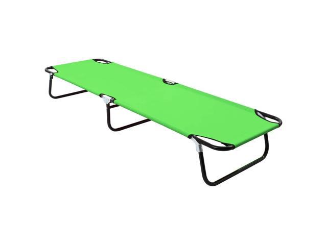 Click here for vidaXL Folding Sun Lounger Steel Green Garden Outd... prices