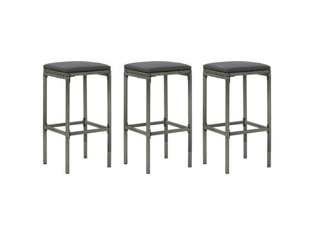 Click here for vidaXL Bar Stools with Cushions 3 pcs Gray Poly Ra... prices