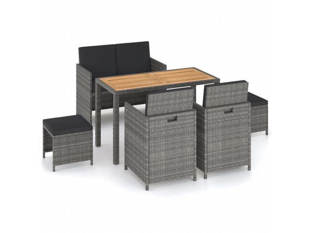 Click here for vidaXL Patio Dining Set 6 Piece Table Chair Poly R... prices