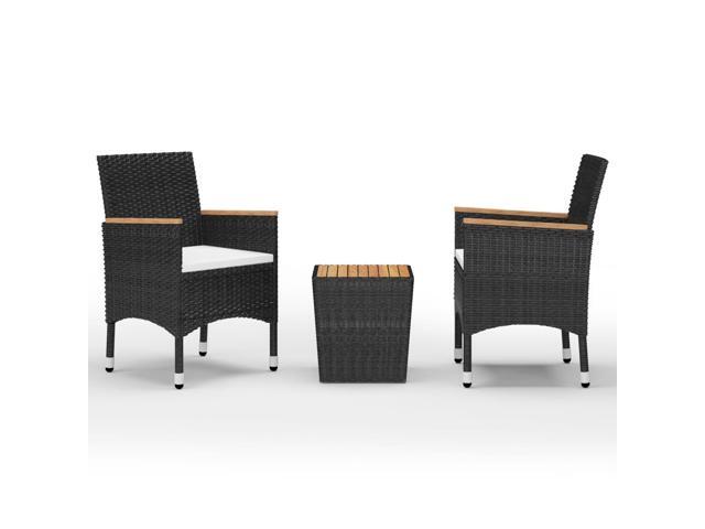 Click here for vidaXL Bistro Set 3 Piece Poly Rattan and Acacia W... prices
