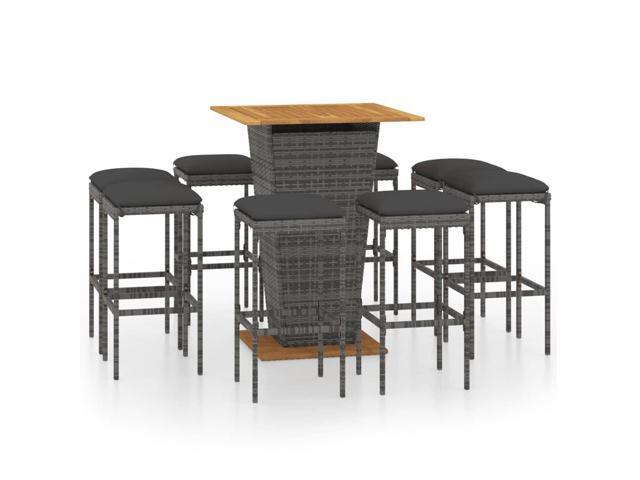 Click here for vidaXL Patio Bar Set with Cushions 9 Piece Poly Ra... prices