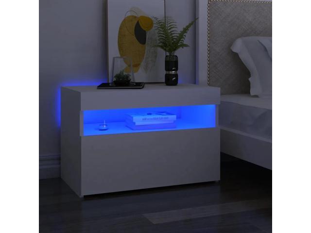 Click here for Bedside Cabinet & Led Lights 2 pcs White 23.6x13.8... prices