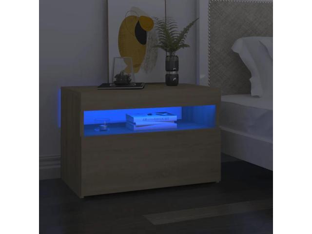 Click here for Bedside Cabinet & Led Lights 2 pcs Sonoma Oak 23.6... prices