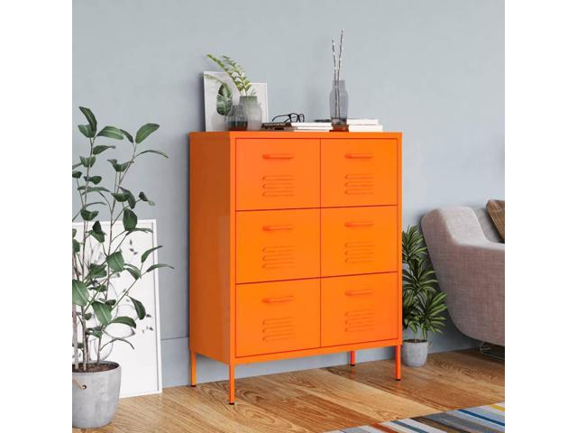 Click here for vidaXL Drawer Cabinet Orange Steel Home Sideboard... prices