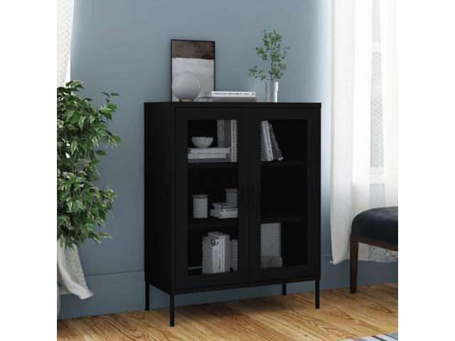 Click here for vidaXL Storage Cabinet Black Steel Sideboard Cupbo... prices