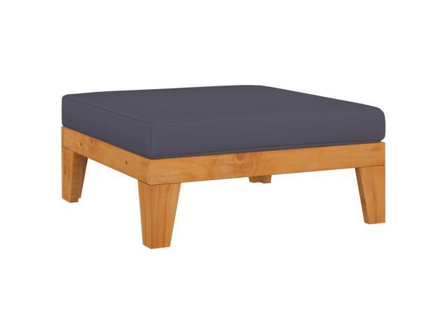 vidaXL Sectional Footrest with Dark Gray Cushion Solid Acacia Wood - Gray