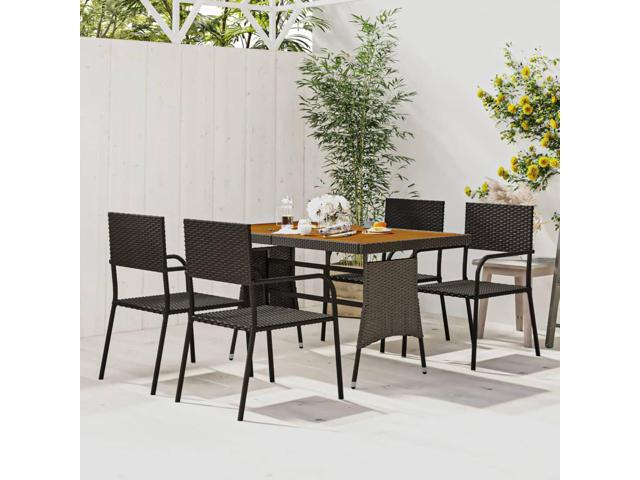 Click here for vidaXL Patio Dining Set 5 Piece Poly Rattan Black... prices