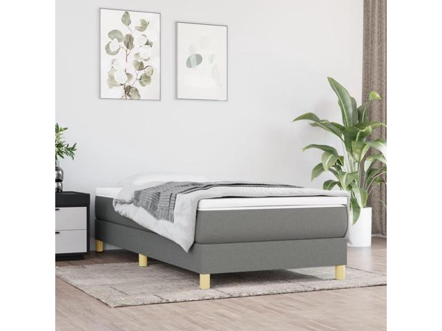 Click here for vidaXL Bed Frame Dark Gray Polyester  Plywood  Eng... prices