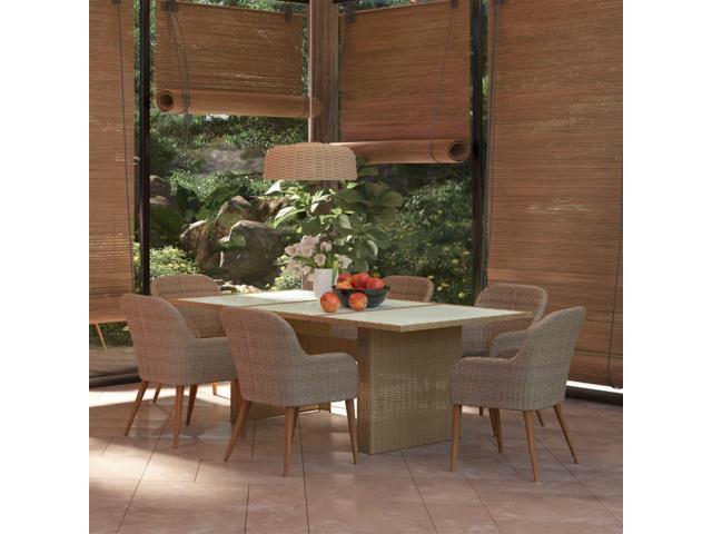 Click here for vidaXL Patio Dining Set 7 Piece Poly Rattan Brown... prices