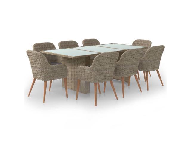 Click here for vidaXL Patio Dining Set 9 Piece Poly Rattan Brown... prices