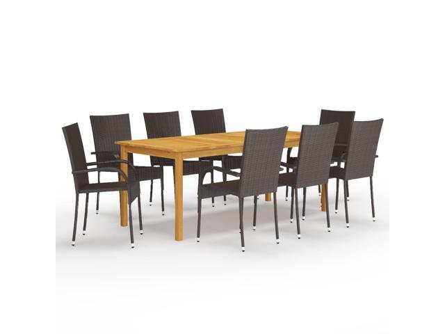 Click here for vidaXL Patio Dining Set 9 Pieces Brown Outdoor Gar... prices