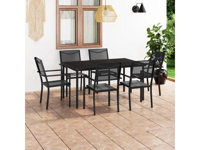 Click here for vidaXL Patio Dining Set 7 Piece Steel Garden Outdo... prices