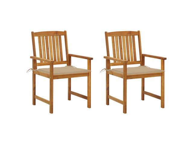 Click here for vidaXL 2x Solid Acacia Wood Patio Chairs with Cush... prices
