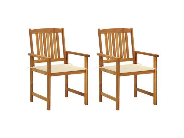 Click here for vidaXL 2x Solid Acacia Wood Patio Chairs with Cush... prices