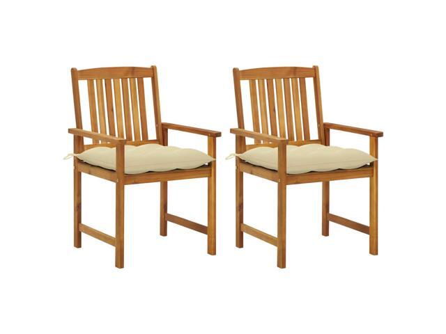 Click here for vidaXL 2x Solid Acacia Wood Patio Chairs with Cush... prices