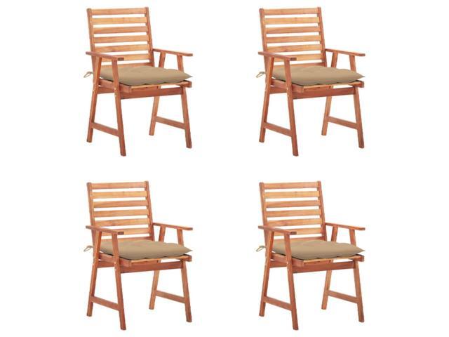 Click here for vidaXL 4x Solid Acacia Wood Patio Dining Chairs wi... prices