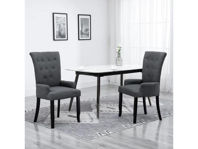 vidaXL Dining Chair with Armrests Dark Gray Fabric - Dark gray