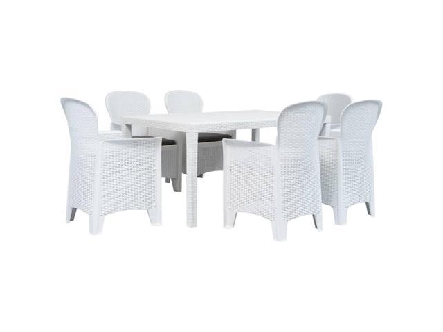 Click here for vidaXL 7 Piece Patio Dining Set Plastic White Ratt... prices