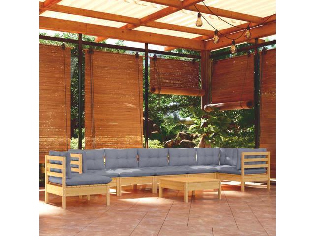 Click here for vidaXL Solid Pinewood Patio Lounge Set 9 Piece wit... prices