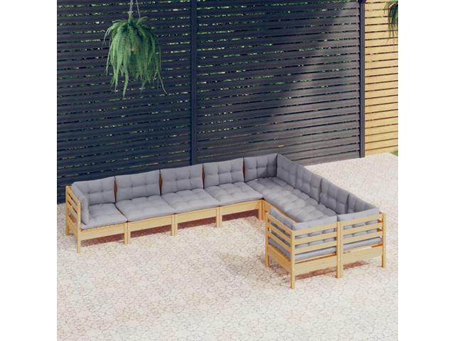 Click here for vidaXL Solid Pinewood Patio Lounge Set 9 Piece wit... prices
