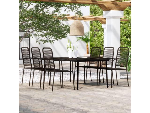 Click here for vidaXL Patio Dining Set 7 Piece Black Garden Outdo... prices