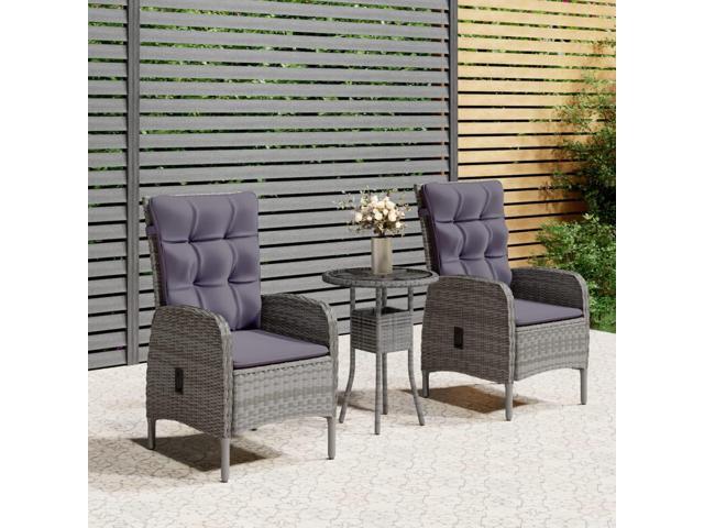 Click here for vidaXL Bistro Set Grey Poly Rattan 3 Piece Set Hei... prices