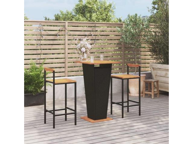 Click here for vidaXL Patio Bar Set 3 Piece Bar Stool Black Poly... prices